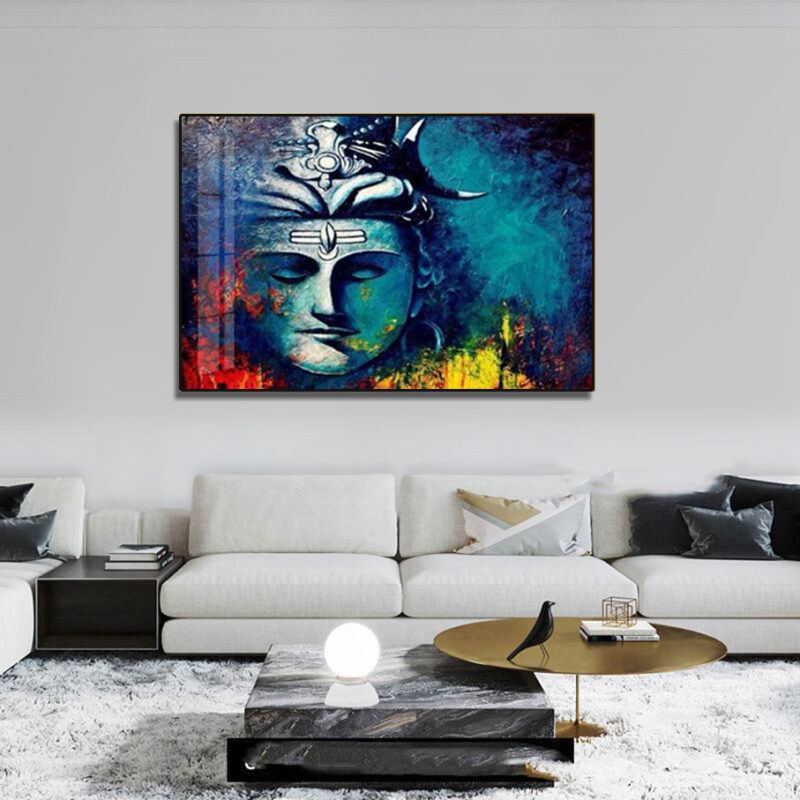 Meditating Shiv Spiritual View Crystal Porcelain 3D Wall Art