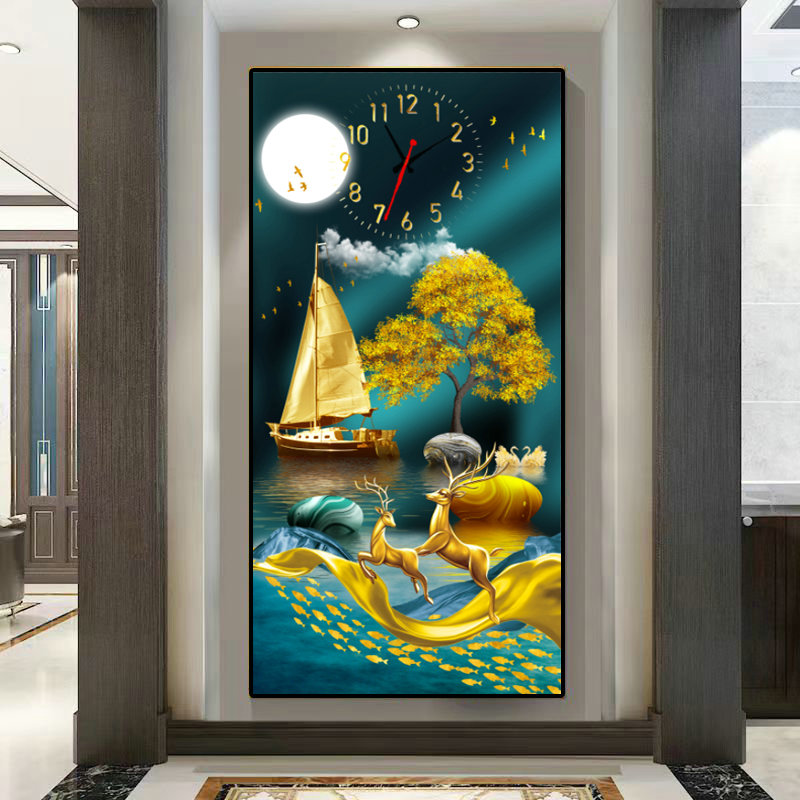 Deer’s Pair Nature Scene Crystal Porcelain 3D Wall Clock