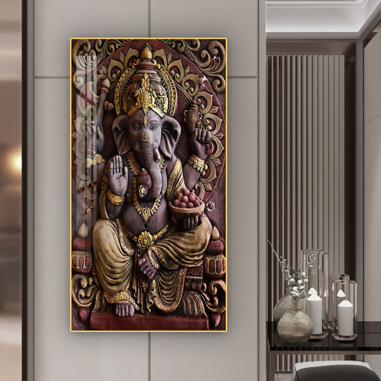 Lord Ganesha Blessing Wall Art | Crystal Porcelain 5D Diamonds Wall Art ...