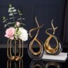 Modern Abstract Art Table Ornaments Set of Two | Black & Gold ...