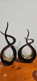 Modern Abstract Art Table Ornaments Set of Two | Black & Gold ...