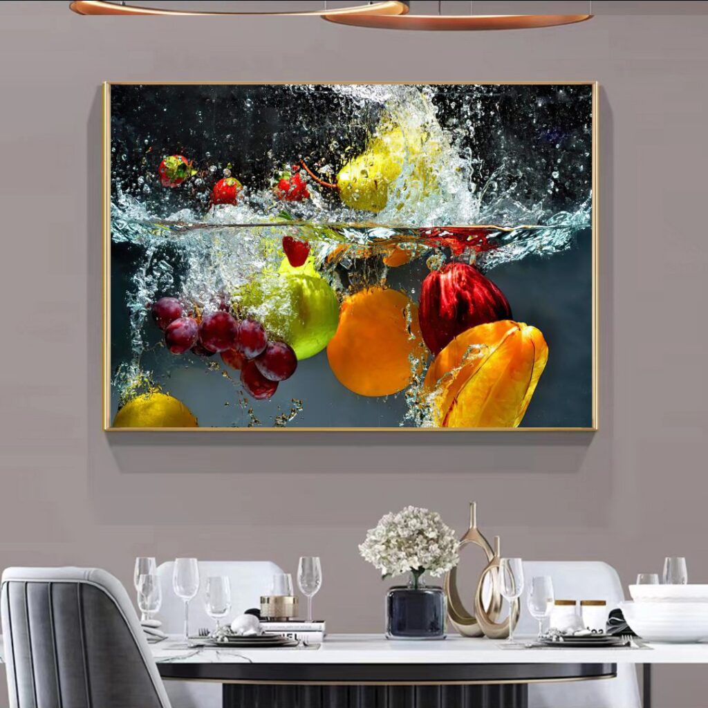 Crystal Porcelain 5D Wall Art | Fruits Water Splash Dining Room Wall ...