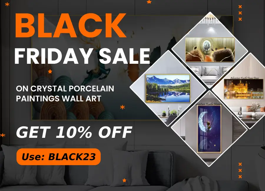 Crystal Porcelain 5D Wall Art Golden Leaves Modern Art - Adventure ...