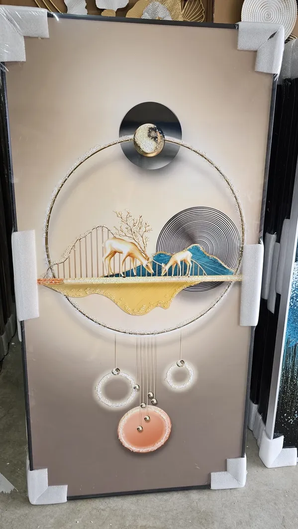 Crystal Porcelain 5D Wall Art Modern Abstract Circles Deer Wall Decor ...