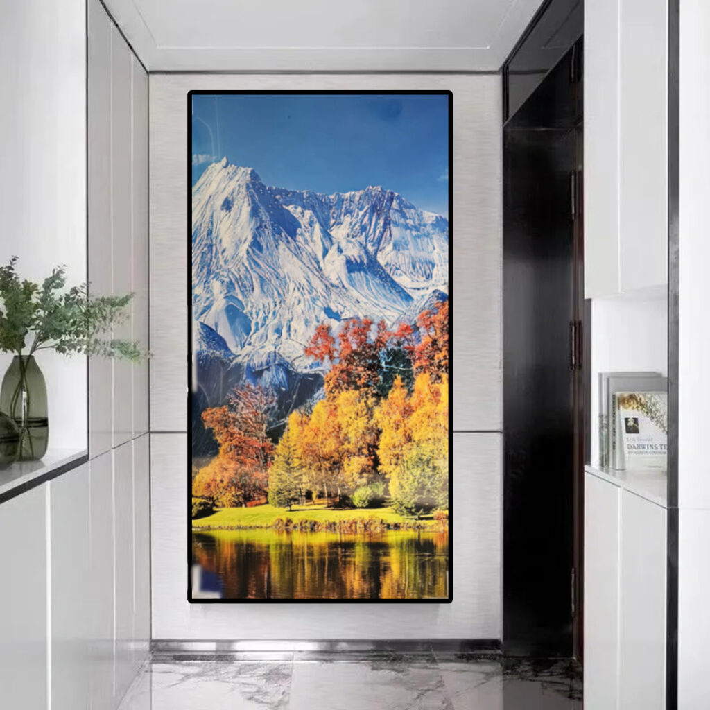 Embroidery Snow Mountains Lake Forest | Crystal Porcelain 5D Wall Art ...