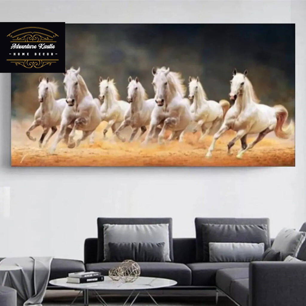 7 Running Horses in one Direction Stretched Canvas Wall Painting ...