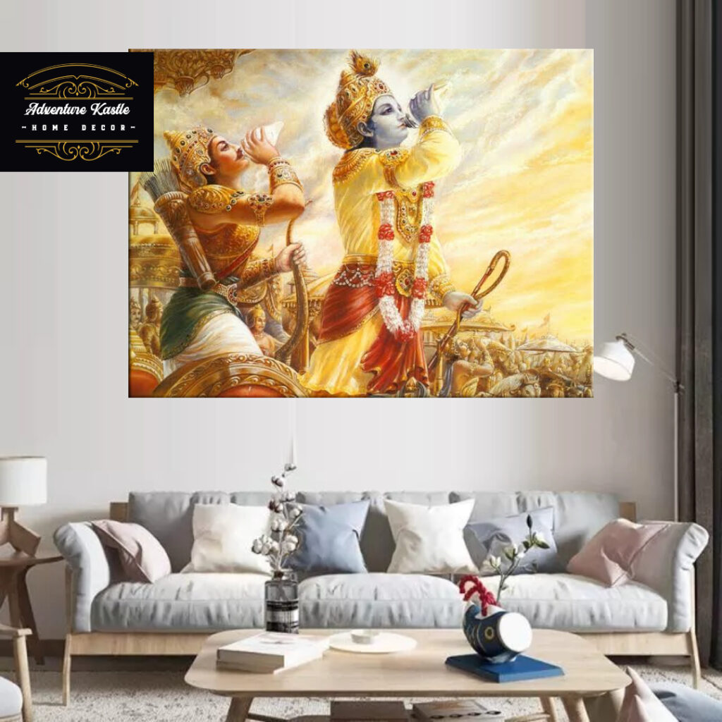 Mahabharat Aarambh Shri Krishna Arjun Rath Crystal porcelain 3D Wall ...