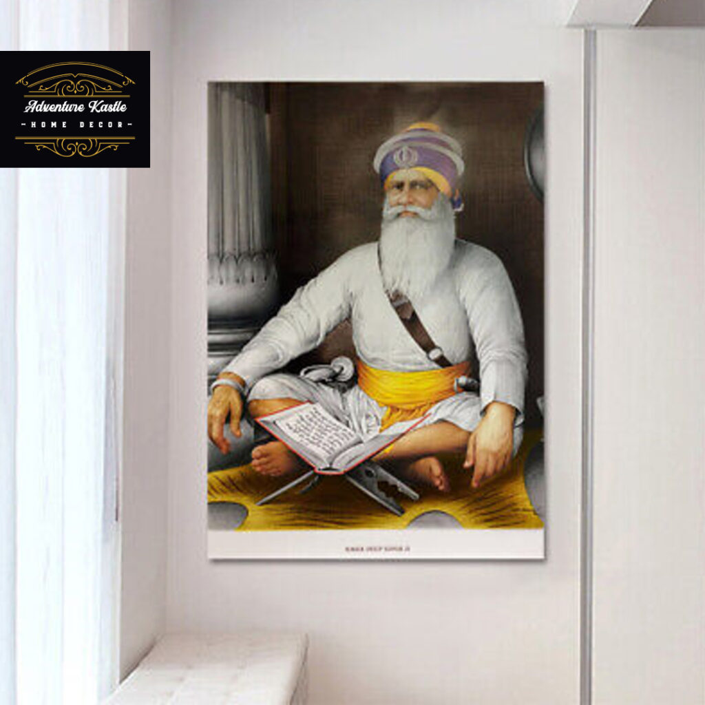 Baba Deep Singh Ji Sikh Guru Wall Art Stretched Canvas Painting ...