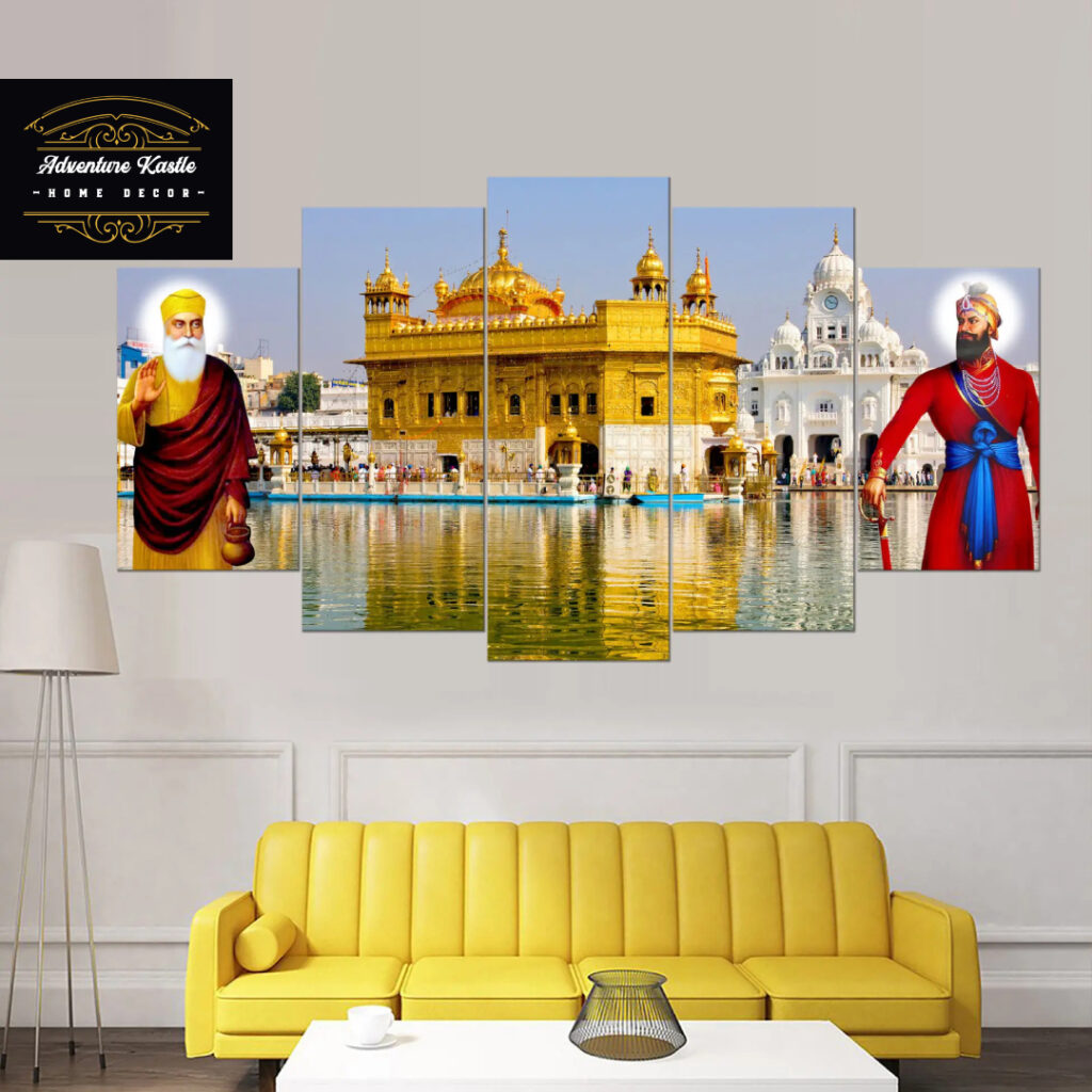 Golden Temple Sikh Religious | Stretched 5 Piece Canvas Painting ...